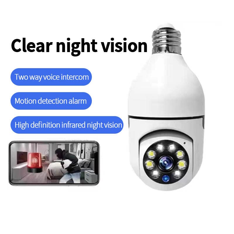 Set of Two Dibidup 360 Degree Security Cameras, 2.4G WiFi Light Bulb Camera, 1080p Home Security Surveillance Camera, Motion Detection, Two-Way Audio