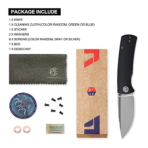 Petrified fish PFP01X Beluga,2.99" 14C28N Sand blasting Blade,95.6g G10 Hande Front Flipper Liner lock Folding knife (Sand blasting, Black G10)