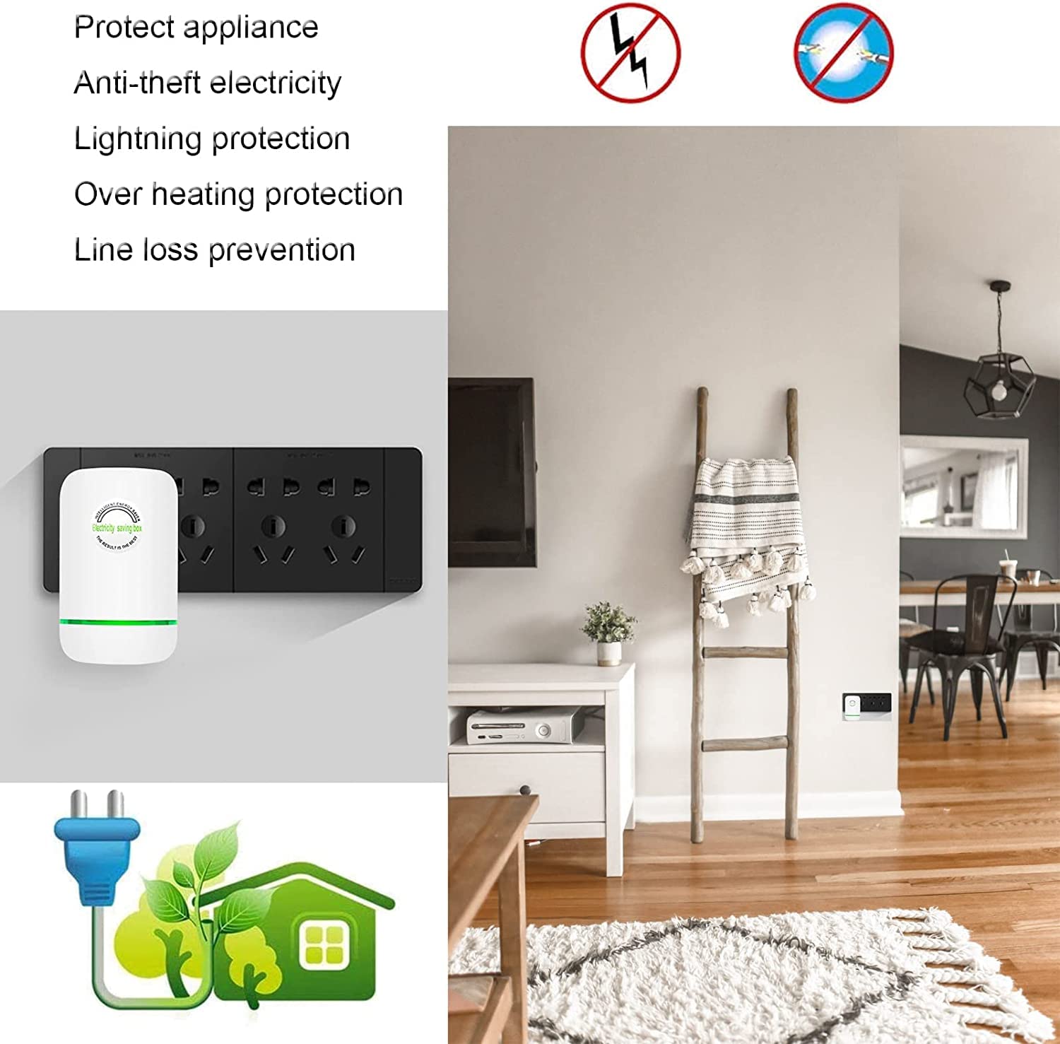 Pro Power Saver, Electricity Saving Box, Smart Watt Energy Saving Device with LED Indicator for Household Office Market (2Pcs White)