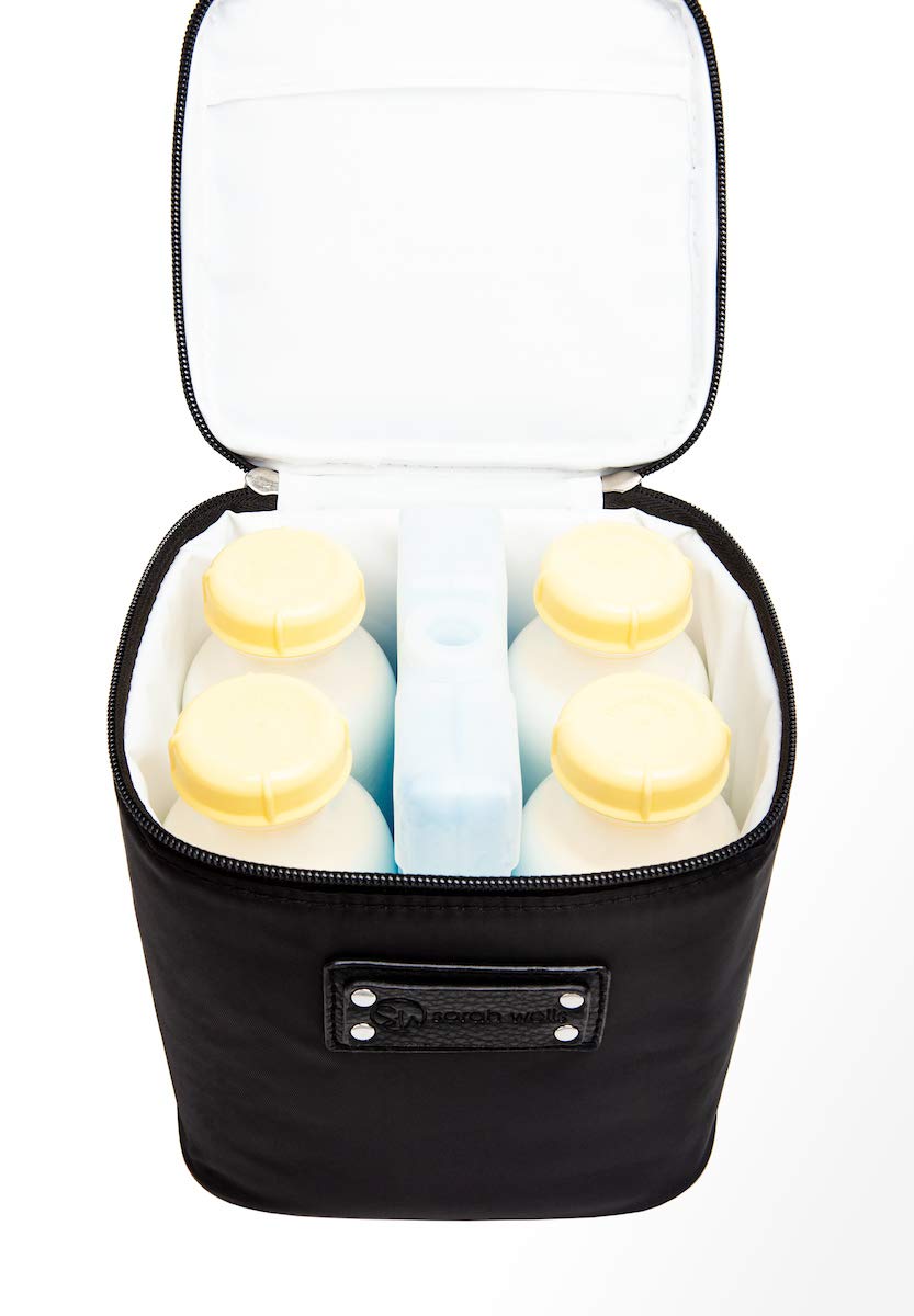 Sarah Wells Lizzy Breast Pump Bag, Pumparoo, and Cold Gold Breast Milk Cooler Bundle (Black)