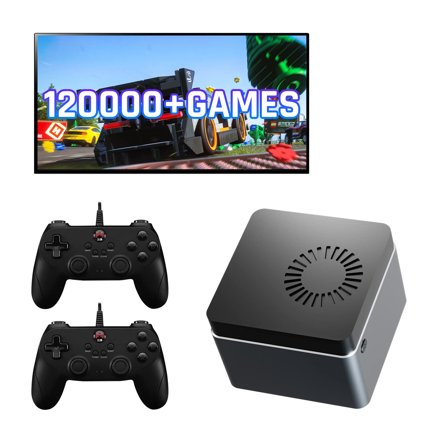 Kinhank Super Console X PC Mini Retro Game Console Built-in 71000+ Games,Intel Celeron J4125 Quad Core Win11 Pro&Batocera 33 Systems Desktop Computer Support 4K UHD Dual Sreen Display,2 Beton Gamepads