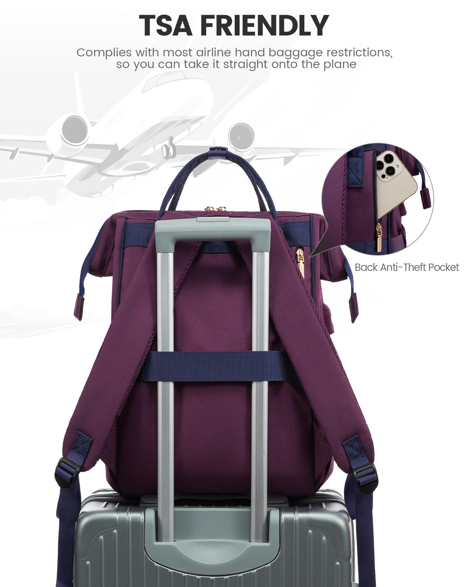 LOVEVOOK Laptop Backpack for Women, Teacher Nurse Work Bag Waterproof Fashion Travel Backpack Purse, 15.6 Inch Computer Backpack with USB Port