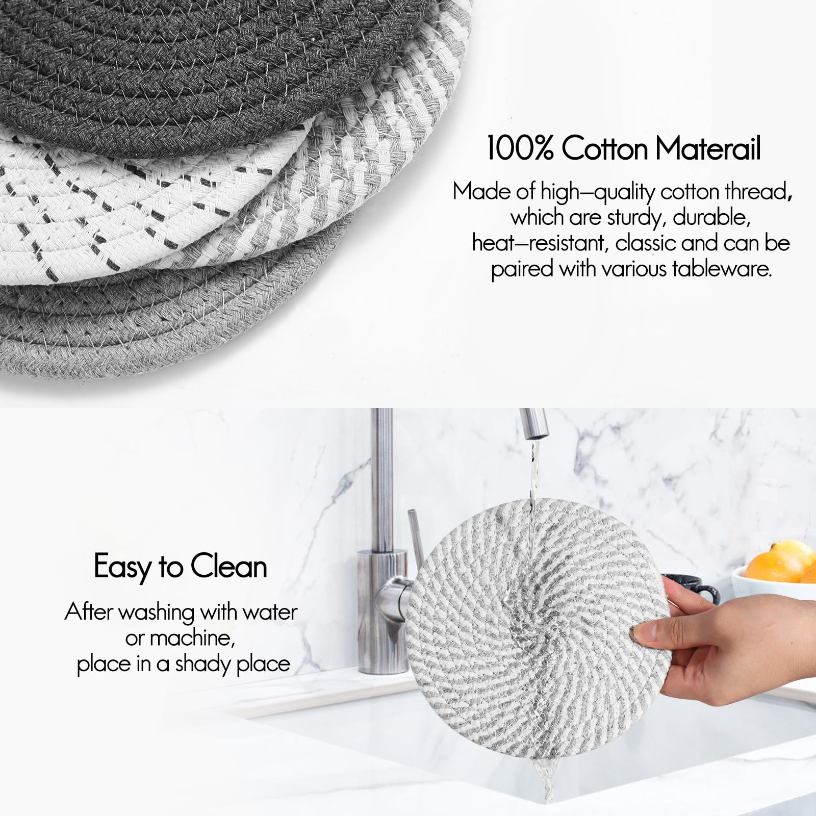 Ueixieo 7" Trivets for Hot Dishes, Hot pots and Pans, 4 Pcs Pot Holders for Kitchen,Heat Resistant Hot Holders are Used to Protect Your Furniture and Tables, Professional Home Essentials
