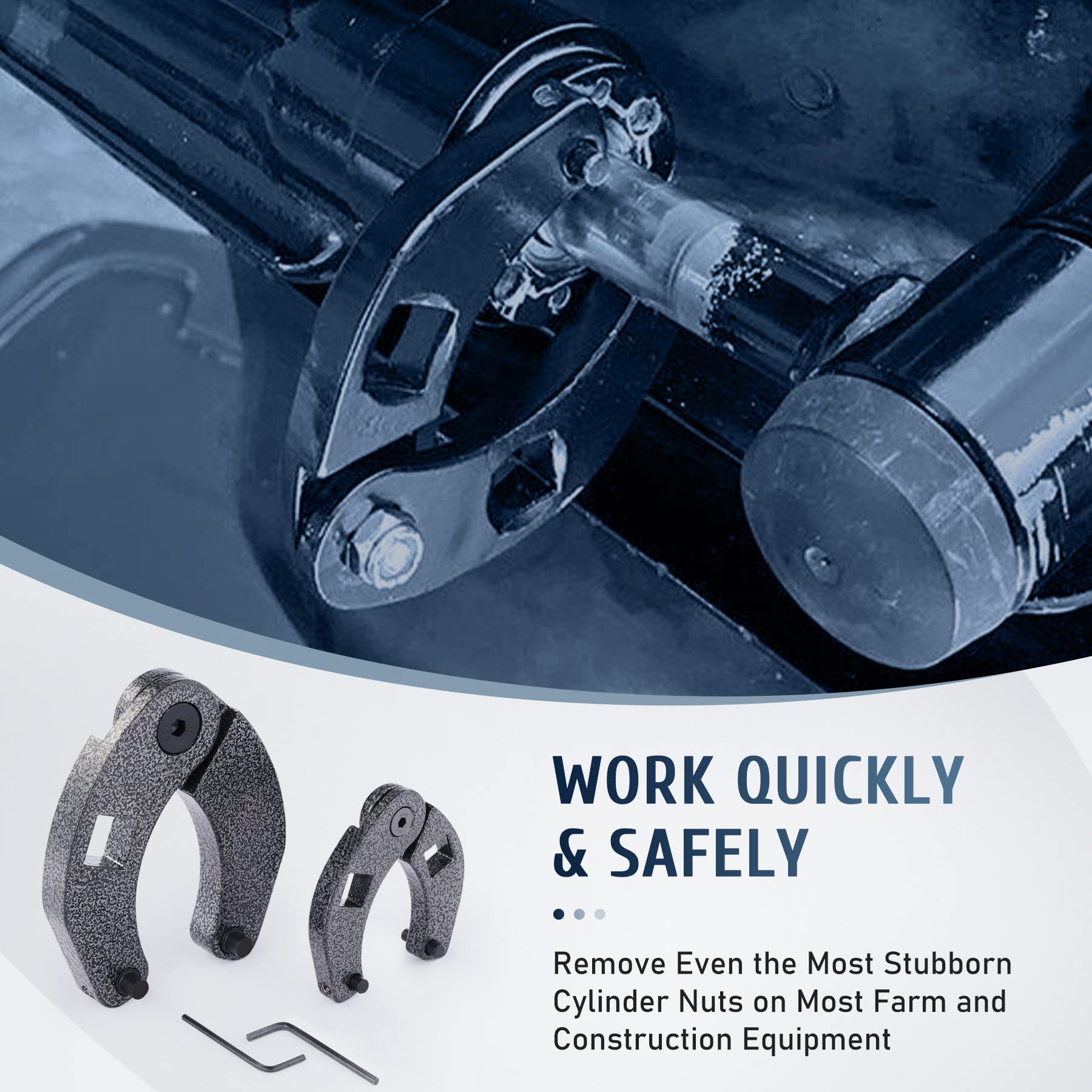 OMT Gland Nut Spanner Wrench Kit for 1" to 6" Gland Nuts, 1266 & 7463 Hydraulic Cylinder Wrench Set, 4pc Large & Small Wrench Set with 1/2" & 3/4" Drive for Hydraulic Cylinders Repairs
