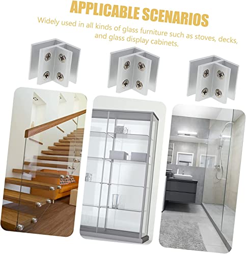 Shelf Brackets wall Shelves 8 pcs Accessories Holder Supports Door Glass Shelf Mount Balustrade Fixing Panel Angled Adjustable Degrees Handrail Alloy Pegs Cupboard Bracket Support Clip Brace Staircase