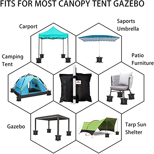 SCOCANOPY Weight Bags for Pop up Canopy Tent Gazebo, Leg Canopy Weights Sand Bags for Instant Outdoor Sun Shelter Canopy Patio Umbrella,4-Pack (Black)