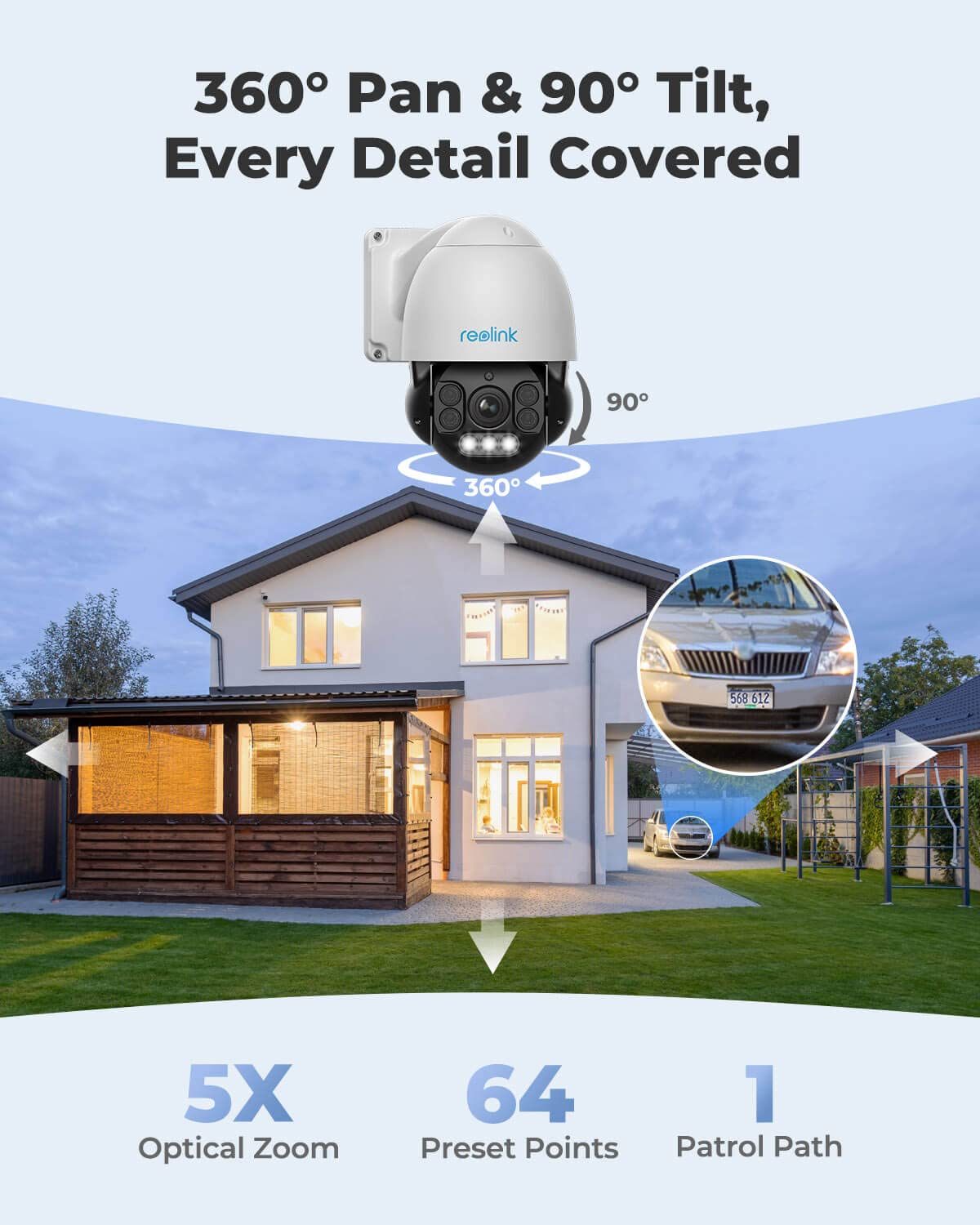 REOLINK 4K Security Camera System, IP PoE Surveillance Camera with 5X Optical Zoom, Human/Vehicle Detection, Two Way Talk, Color Night Vision, Auto Tracking, 2X 823A, 4X 811A Bundle 1x RLN16-410 NVR