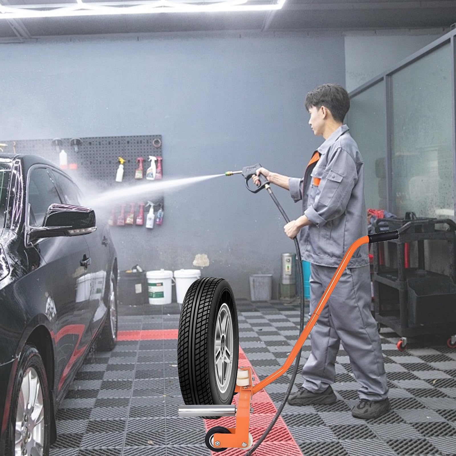 Tire Wheel Dolly Heavy Duty Adjustable Tire Dolly for Wide Tires and Workshop Garage Service Shop