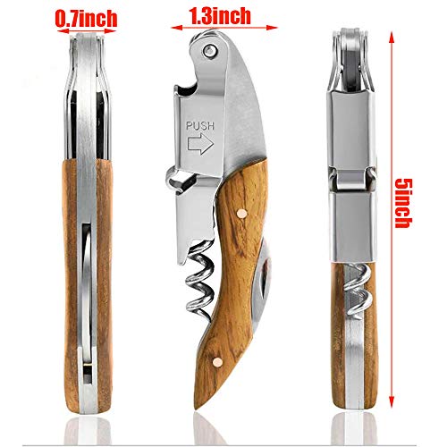 Professional Waiter Corkscrew Wine Key for Bartenders Set of 3,With Long Rosewood Handle Stainless Steel Handle Wine Opener for Bar Restaurant Waiters, Sommelier, Bartend (Big Wood 3 Packs)