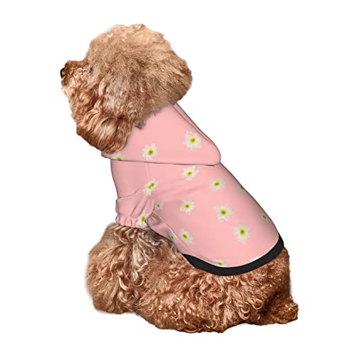 Small Pet Sweaters with Hat Summer-Pink-Daisy Cat Puppy Hoodie Pet Hooded Coat Large