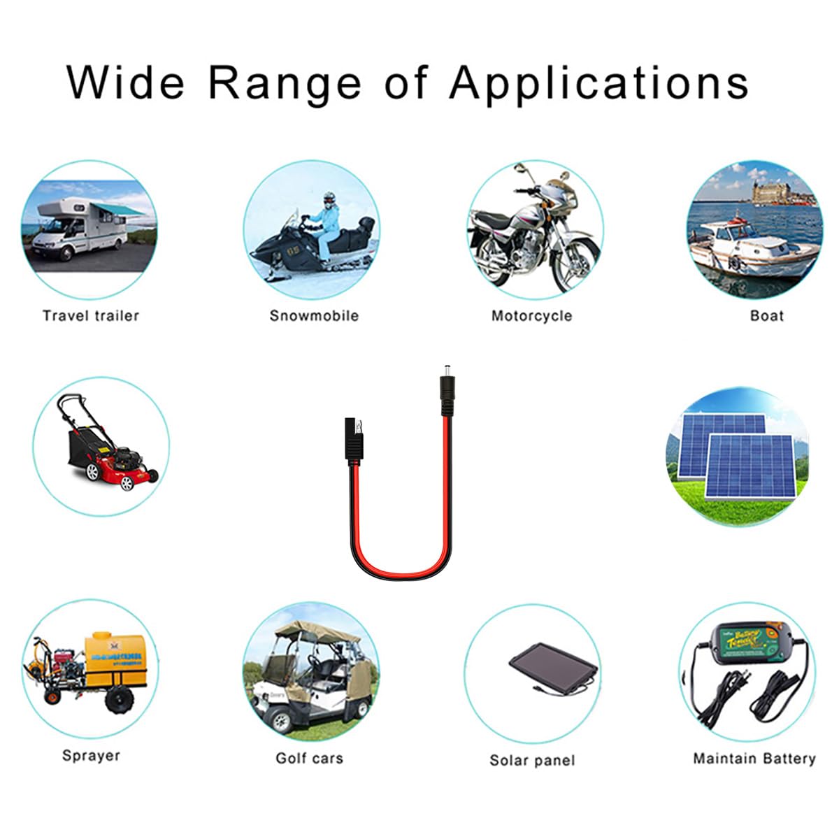 Liwinting SAE to Male DC 5.5mm x 2.1mm Male Adapter Cable SAE Connector Cable 14AWG DC Charging Cord for Solar Panel Charger 60cm/1.96FT