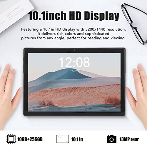 Rengu Tablet PC, Dual SIM Dual Standby 4G LTE Tablet PC 10.1 Inch 10GB 256GB for Gaming Connections (Silver)