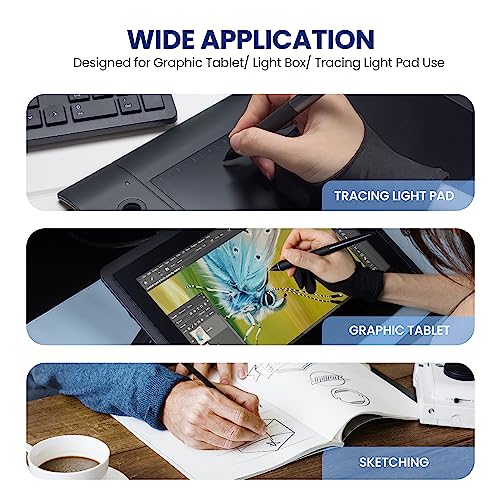 SereneLife Two-Finger Glove for Graphics Drawing Tablet - Designed for Graphic Tablet/Light Box/Tracing Light Pad Use Great Air Permeability and Strong Tensile Resistance