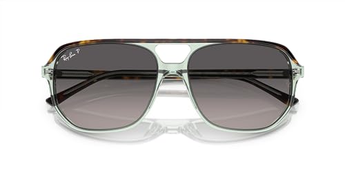 Ray-Ban RB2205 Bill One Square Sunglasses, Havana On Transparent Green/Grey Gradient Polarized, 57 mm