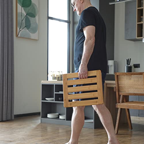 OasisCraft One Step Stool 4 Inch, Bamboo Platform Safety Step for Elderly, Mobility Half Step Stool Portable Step Riser, Stepping Stool Foot Stool for Stairs, Cars, Bedside, Bathroom, Kitchen (450 Lb)
