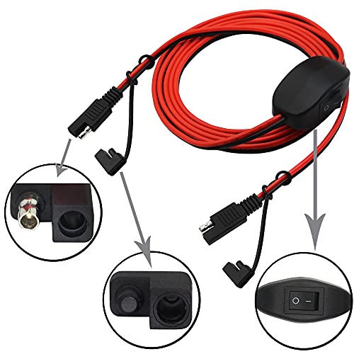 PNGKNYOCN SAE Polarity Revers Converter Cable with Switch 16AWG 2Pin SAE to SAE Wire Harness Quick Connect/Disconnect SAE Connector with Dust Cap(2M)
