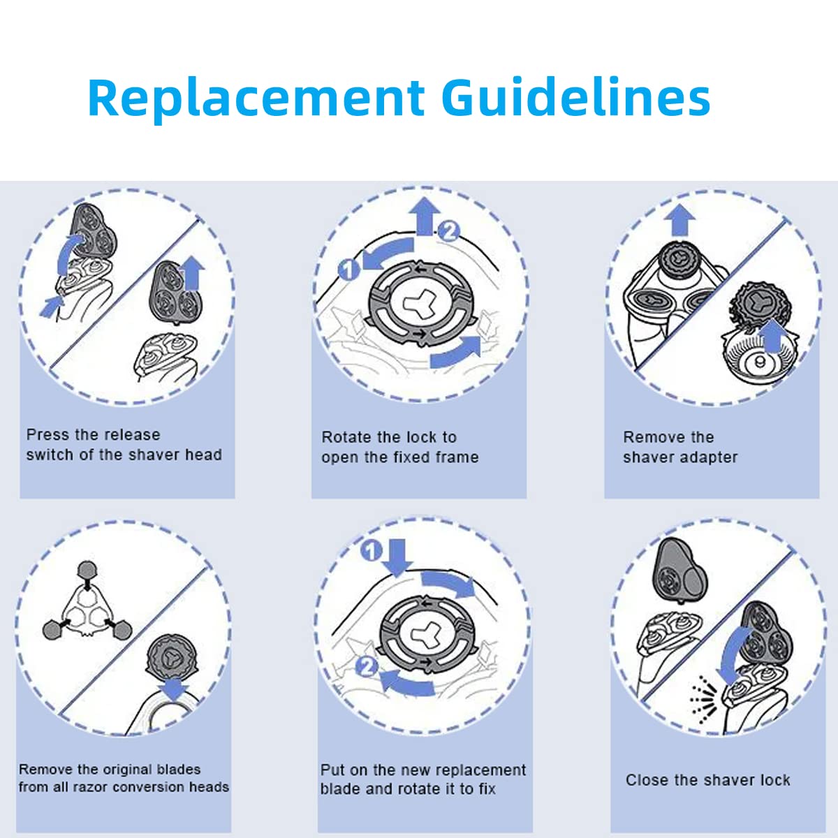 SH30 Replacement Heads Compatible with Philips Norelco Series ,1000/2000/3000 Shavers and S738/S1560 ComfortCut Shaving Heads ,With durable razor blades (Silver 9 Pack)