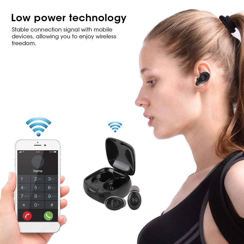 Liyeehao Sports Earphones, Bluetooth 5.0 Earphones, Wireless for Workouts, Running, Swimming, Gym, Work, Home Android/iOS(Black)