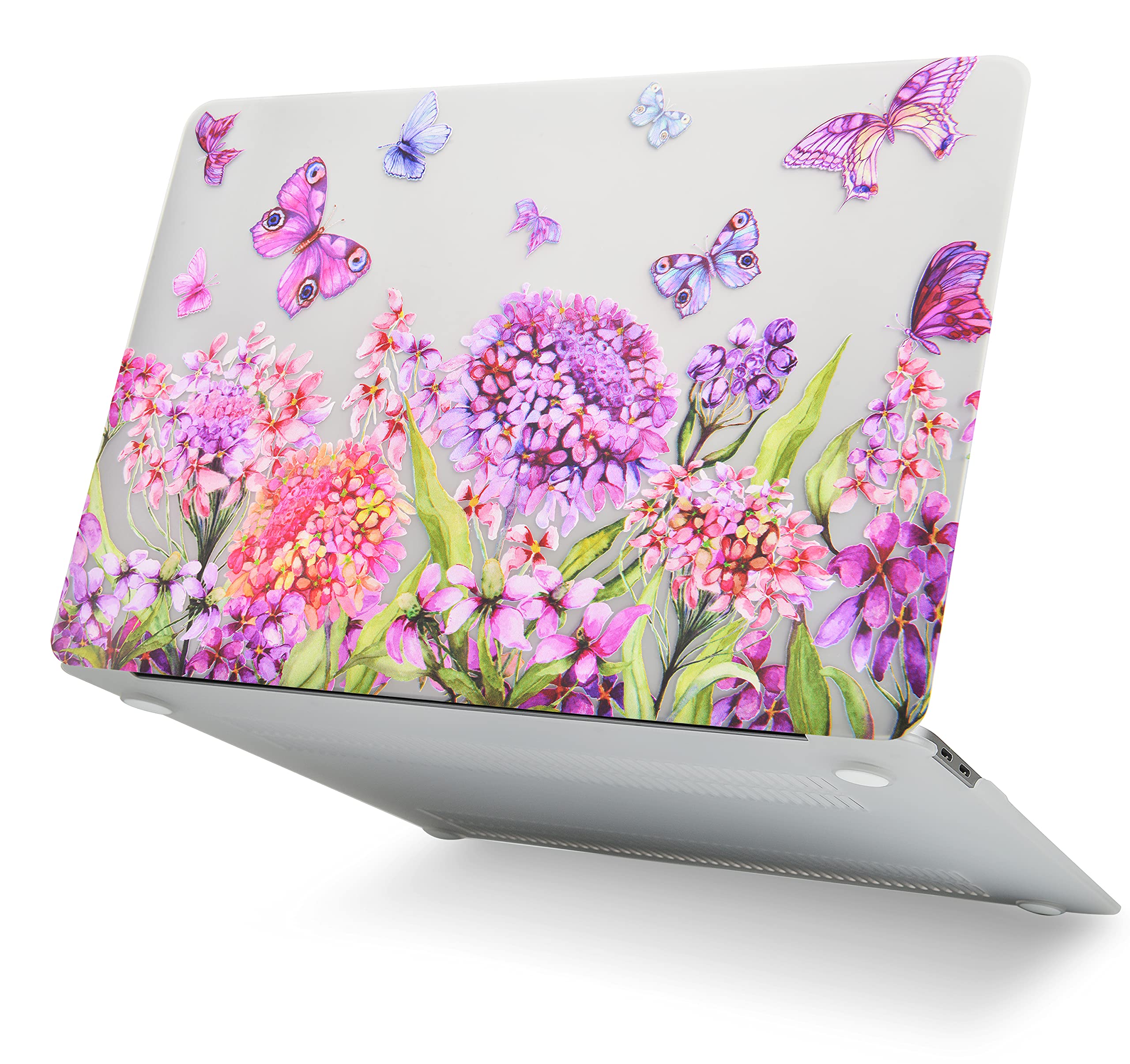 KECC Case Compatible with MacBook Air 13 inch Case A2337 M1 A2179 A1932 Retina Display + Touch ID Plastic Hard Shell + Keyboard Cover + Slim Sleeve + Screen Protector + Pouch(Clear Flowers Design 11)