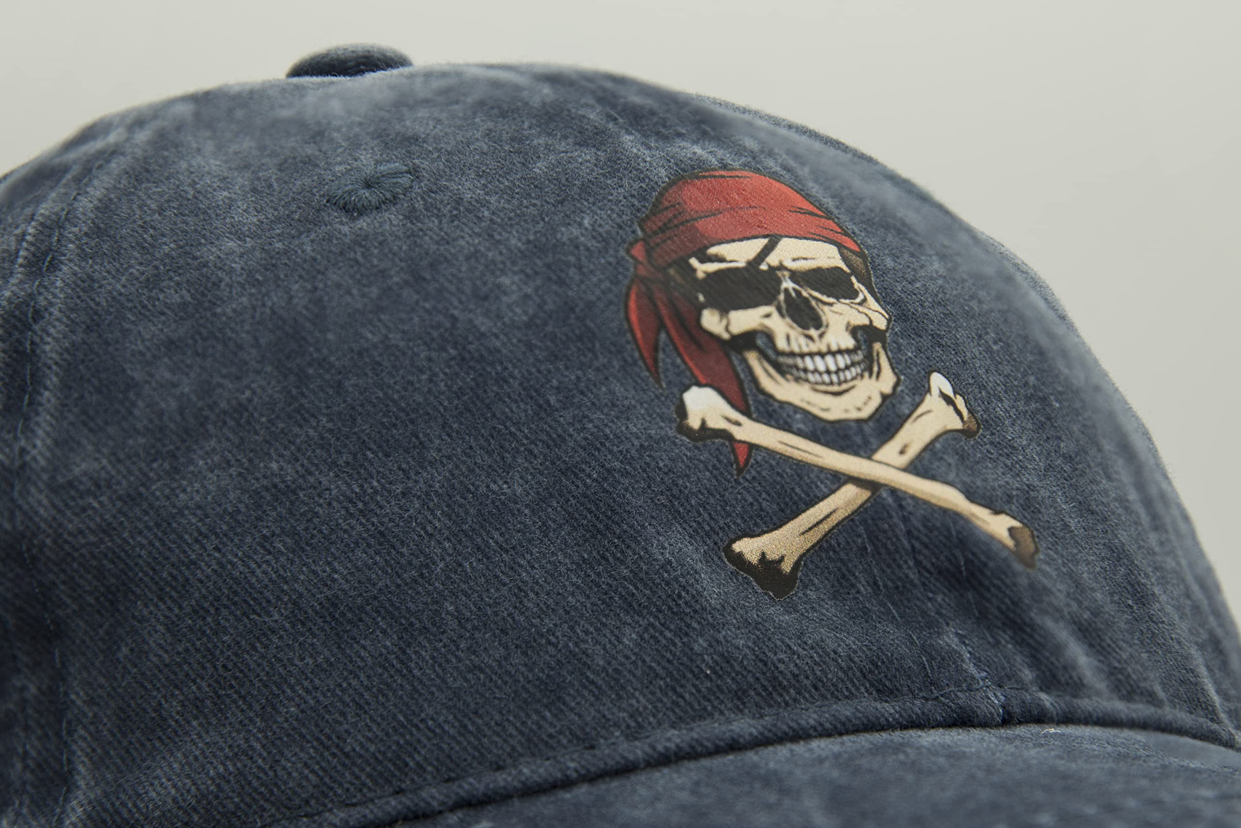 kaixinguo Cool Pirate Skull Print Pattern Baseball Cap,Unisex Adjustable Washed Cotton Denim Cap for Men and Women Navy