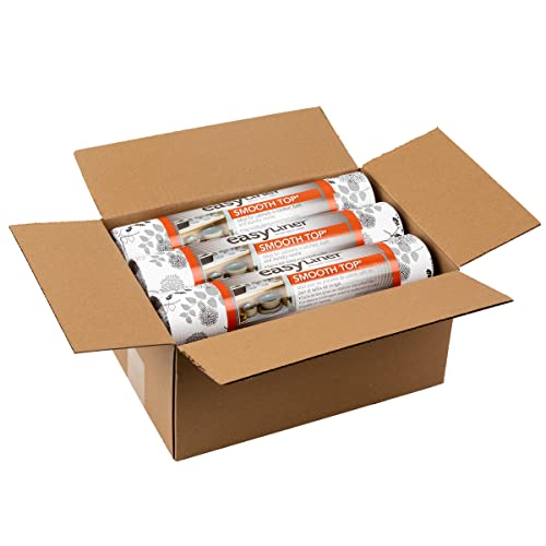 Smooth Top EasyLiner for Cabinets & Drawers - Easy to Install & Cut to Fit - Shelf Paper & Drawer Liner Non Adhesive - Non Slip Shelf Liner - 12in. x 10ft. - 6 Roll Project Pack - Black Midnight Bloom