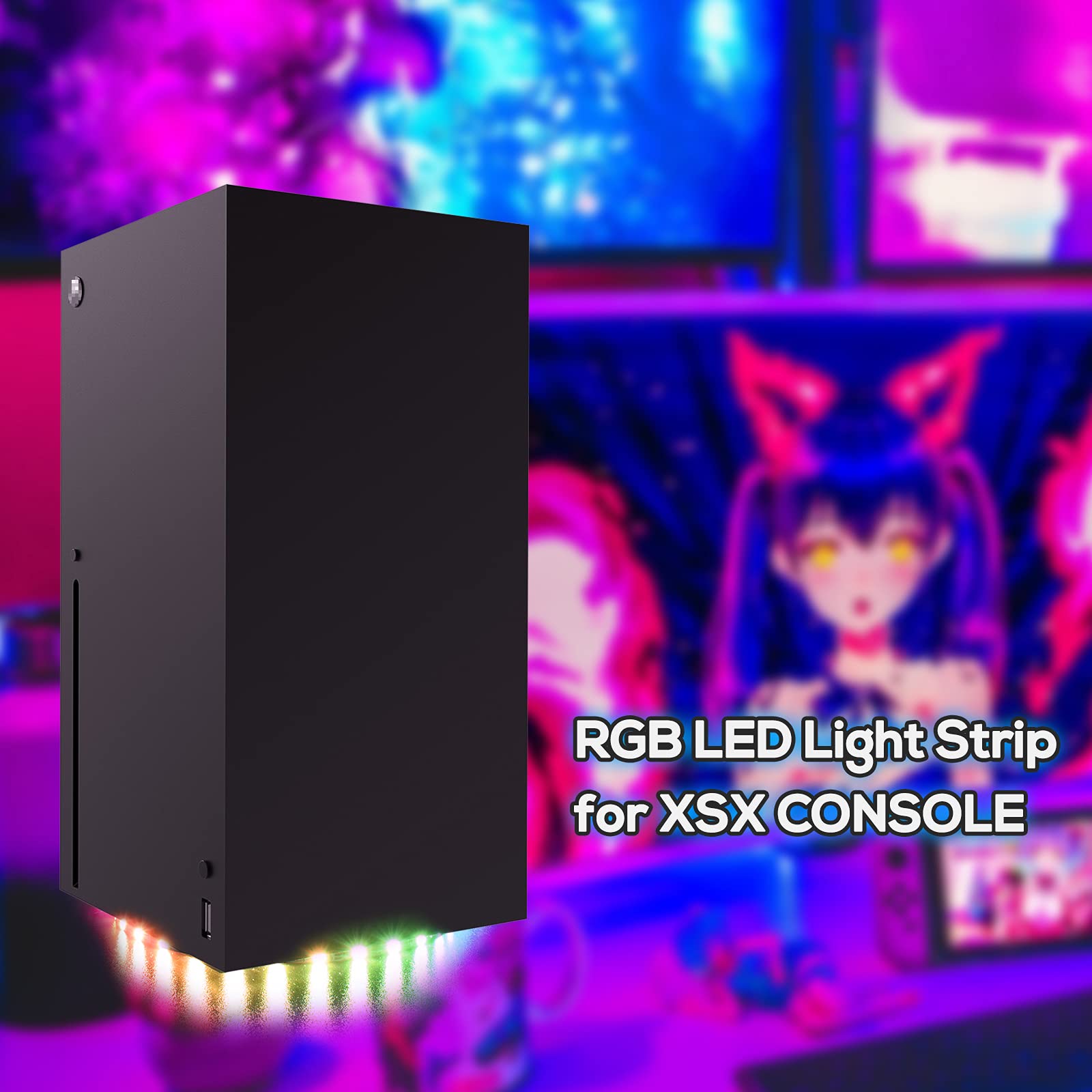 LED Light for Xbox Series X, RGB Light Strip DIY Decoration for Xbox Series X Console with 5050 LED Lights Flexible Lights Strips for Xbox Series X with IR Remote