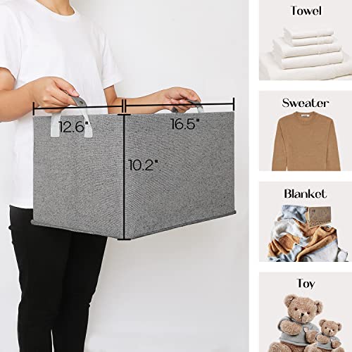 LoforHoney Home Bundle- Storage Bins with Lids Dark Gray Large 4-Pack, Storage Baskets with Metal Frames Dark Gray Jumbo 2-Pack