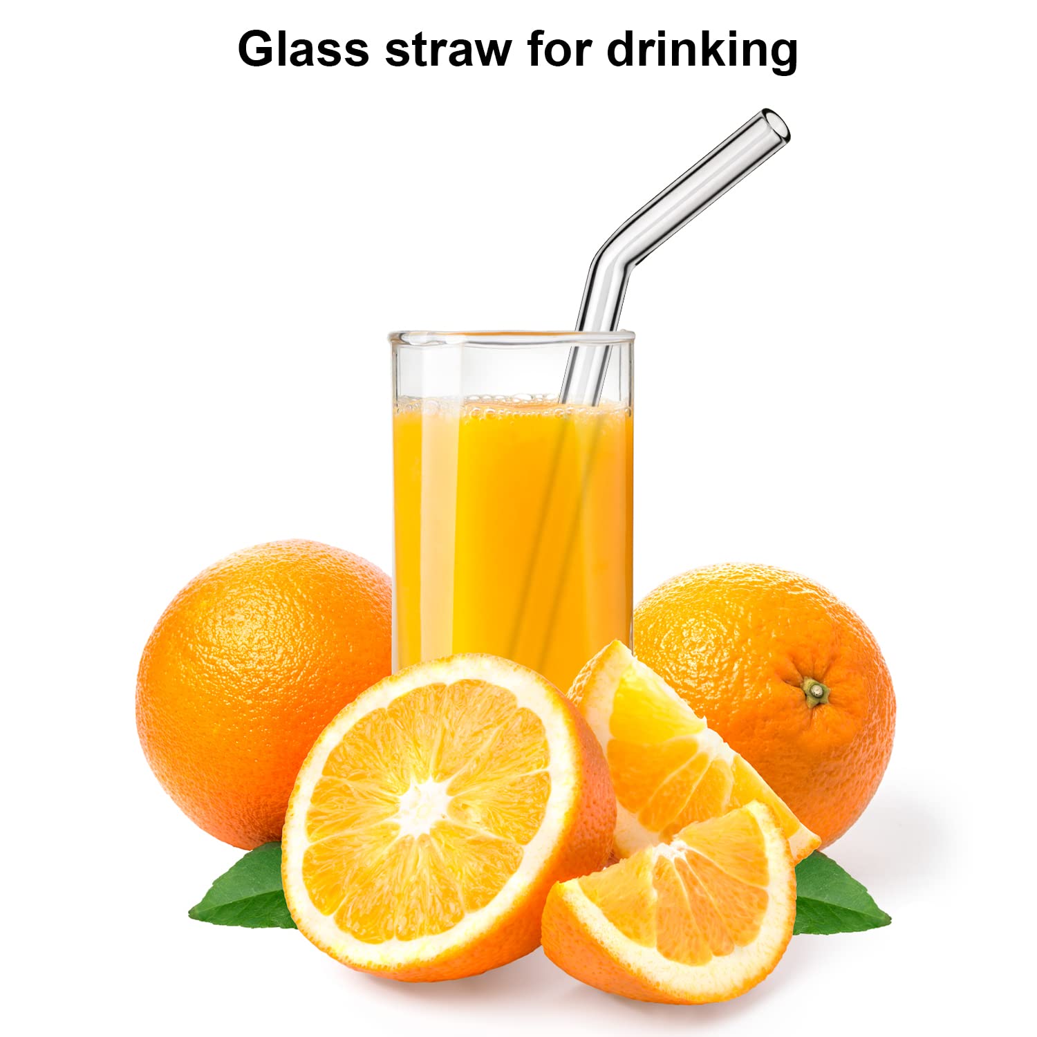 LIFEHIM Reusable Straws Glass Clear: 32 Pack Glass Straws Long Drinking Straws Bendy Wide Smoothie Straw Large Cocktail Straws for Drinks