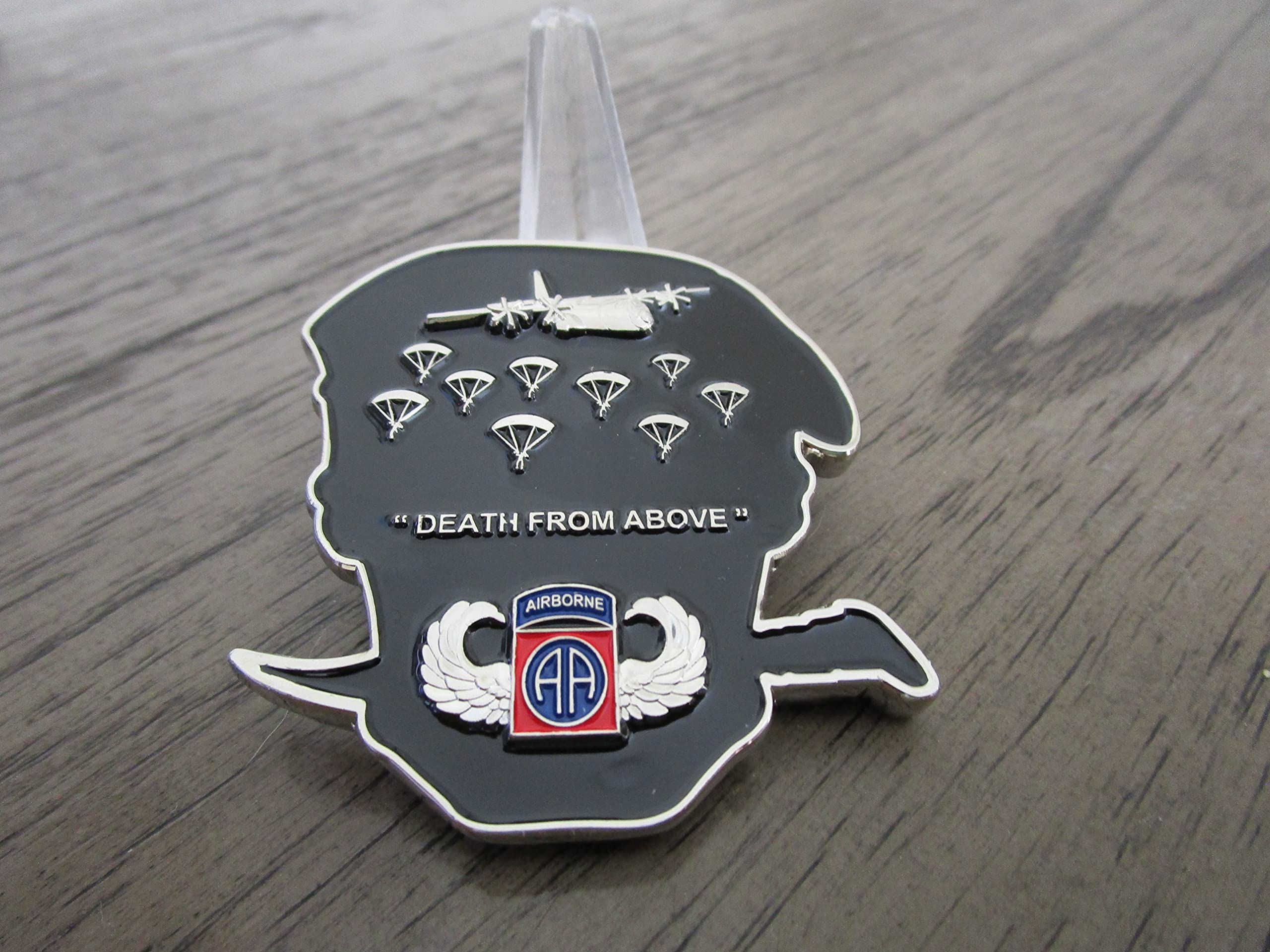 Oneworldtreasures United States Army 82nd Airborne Division Beret Skull Death from Above Challenge Coin