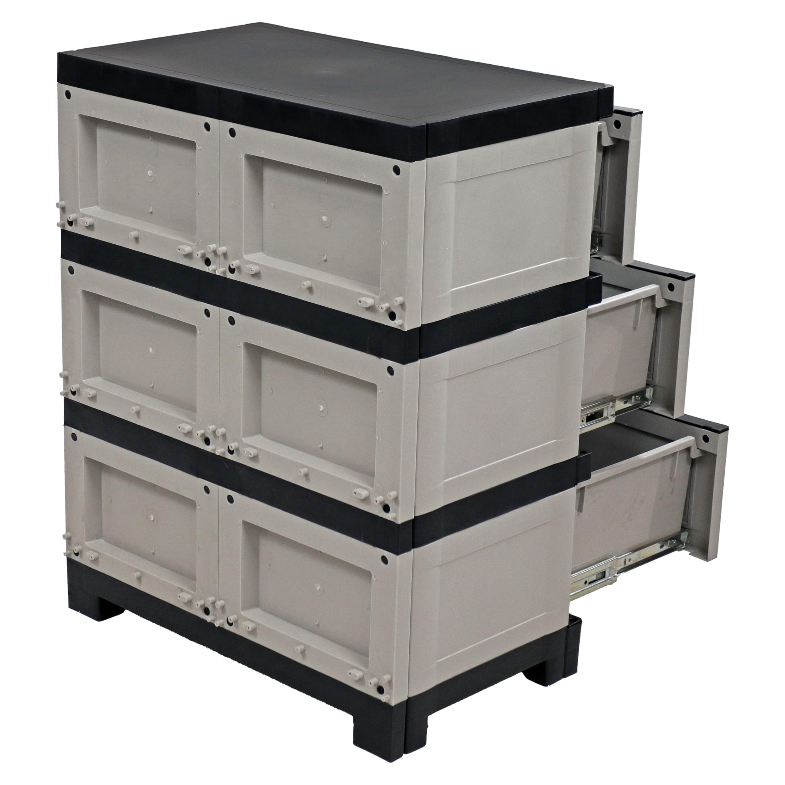 Sunnydaze 3-Tier Plastic Storage Drawers - Versatile Storage Cabinet with 3 Drawers - Tool-Free Assembly - Gray - 29.5" H