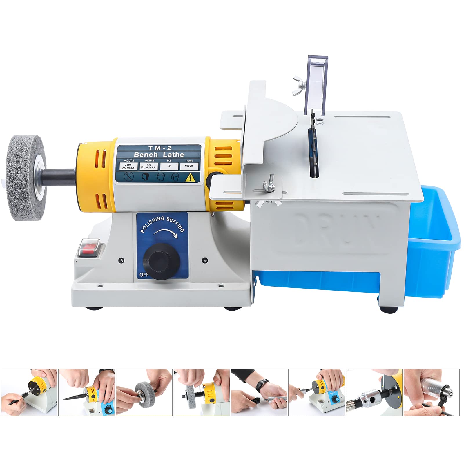 OCASAMI Mini Table Lapidary Saw Rock Saw Lapidary Polisher Bench Lathe Polishing Buffing Cutting Machine DIY Jewelry, 10000RPM Mini Precision Polisher, Gem Rock Woodworking