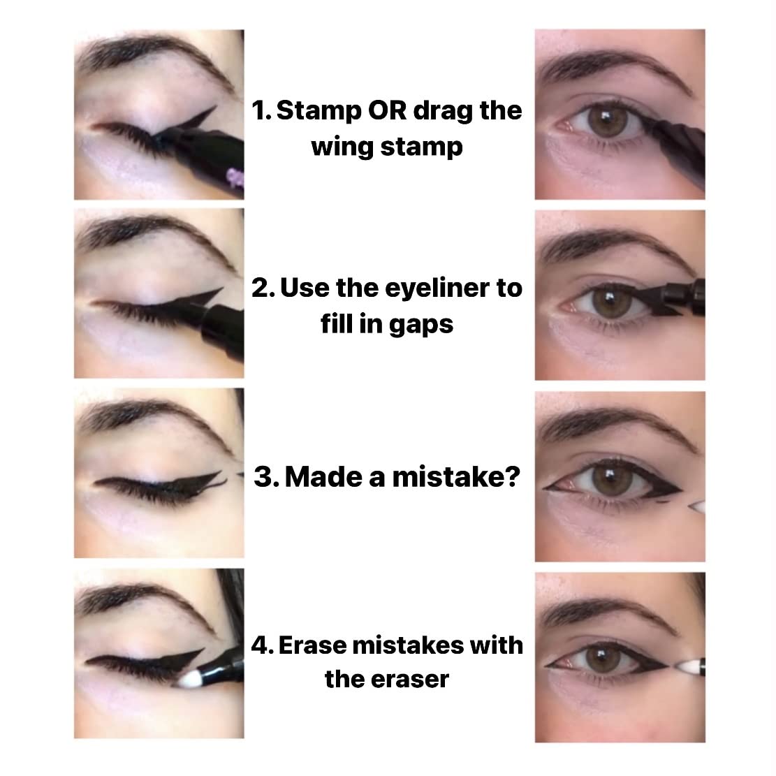 Sunset Makeup 3 in 1 Eyeliner Stamp Waterproof and Smudgeproof Eyeliner Perfect Cat Eye