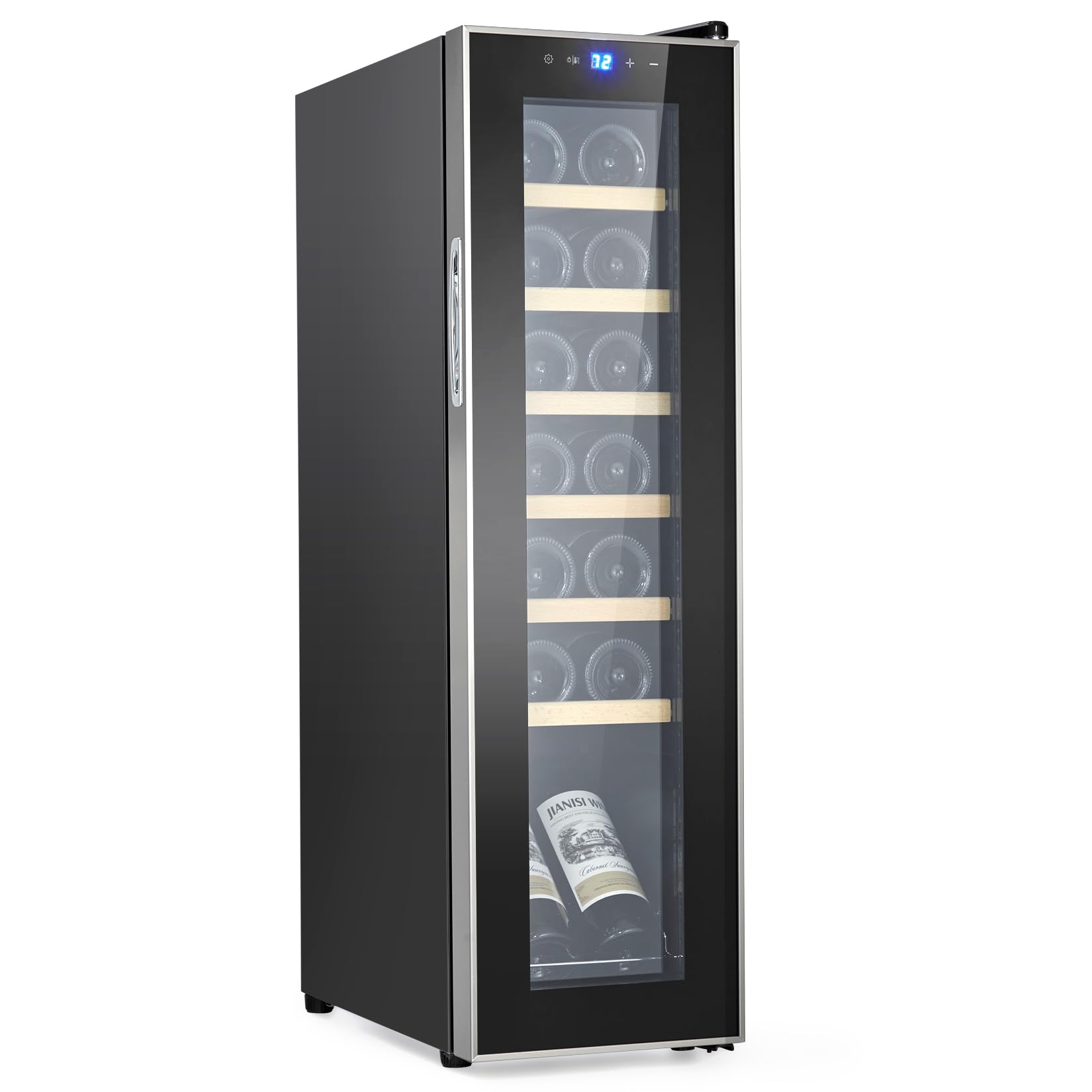 Towallmark 14 Bottle Compressor Wine Cooler, Wine Cellar with Adjustable Temp Control, Freestanding Beverage Refrigerator for Red, White, Champagne, Beer, Soda