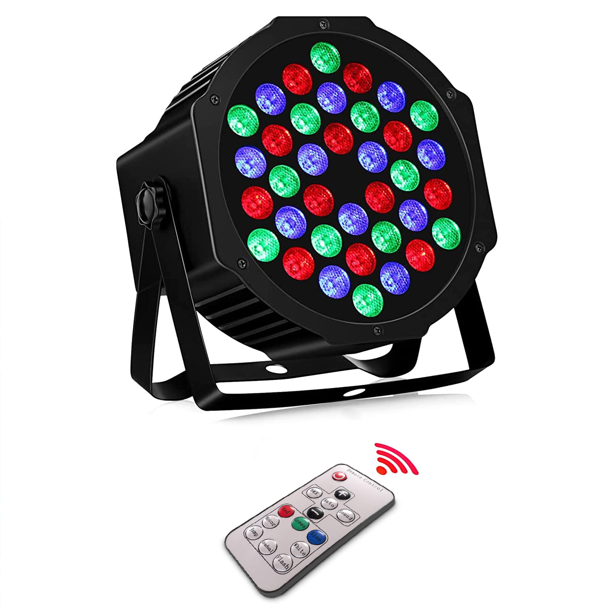 LED Stage Lights - 36 LED DJ Party Lights Indoor, 7 Modes RGB Disco Lights for Parties with Sound Activated Remote & DMX Control - DJ Lights, Stage Lights for Party Uplights for Events