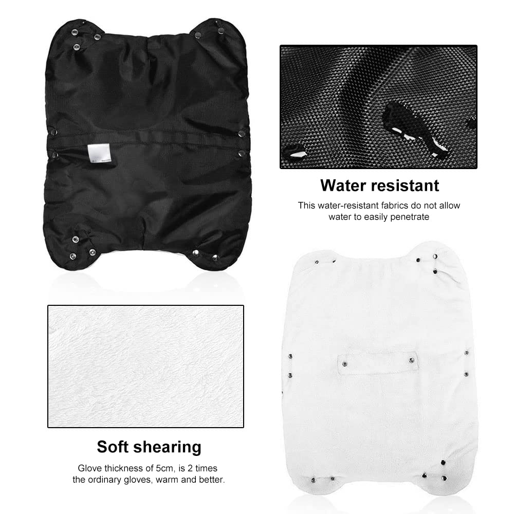 Stroller Hand Muff, 2 Pack Winter Extra Thick Pushchair Gloves Keep Warm for Parents and Caregivers in Cold Weather Anti-Freeze Windproof Snow-Proof (Black)