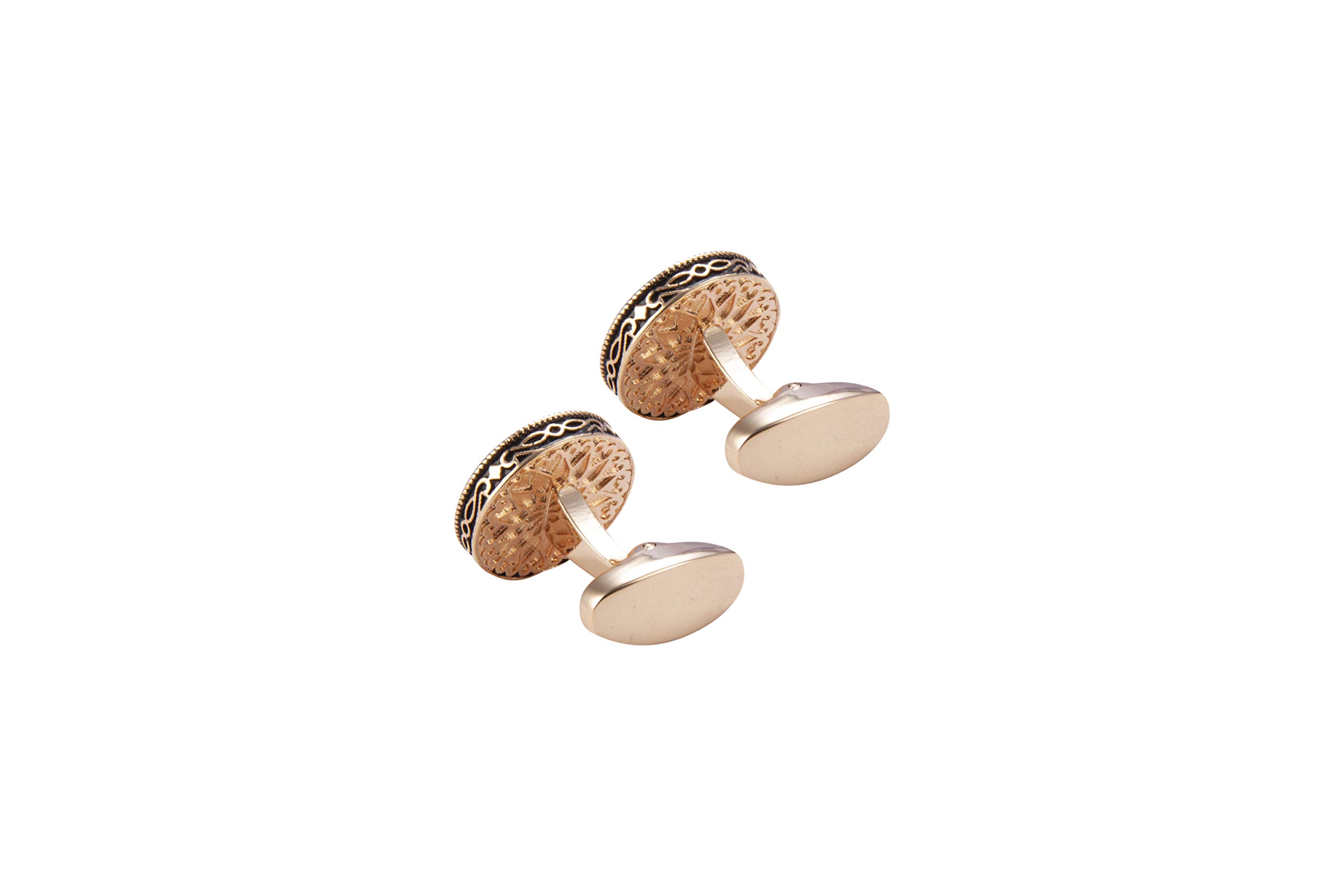 Knighthood Men's Golden Engraving Exclusive Cufflinks Silver Shirt Cuff Links Business, Wedding Gifts with Gift Box