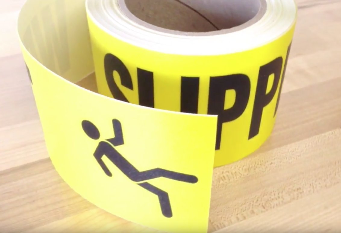 INCOM Manufacturing: Worded Floor Marking Tape, 3" x 54', "HART HAT AREA"
