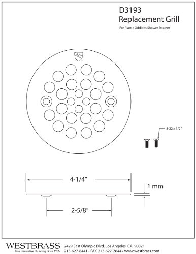 Westbrass 4-1/4" O.D. Shower Strainer Plastic-Oddities Style, Matte Black, D3193-62