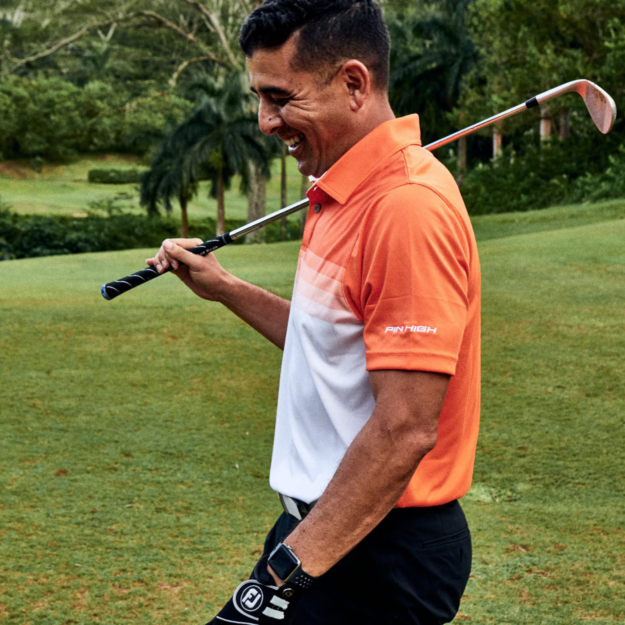 Pin High Men's Performance Golf Polo Shirt, Modern Fit Golf Shirt, Dry-Fit Short Sleeve Polo