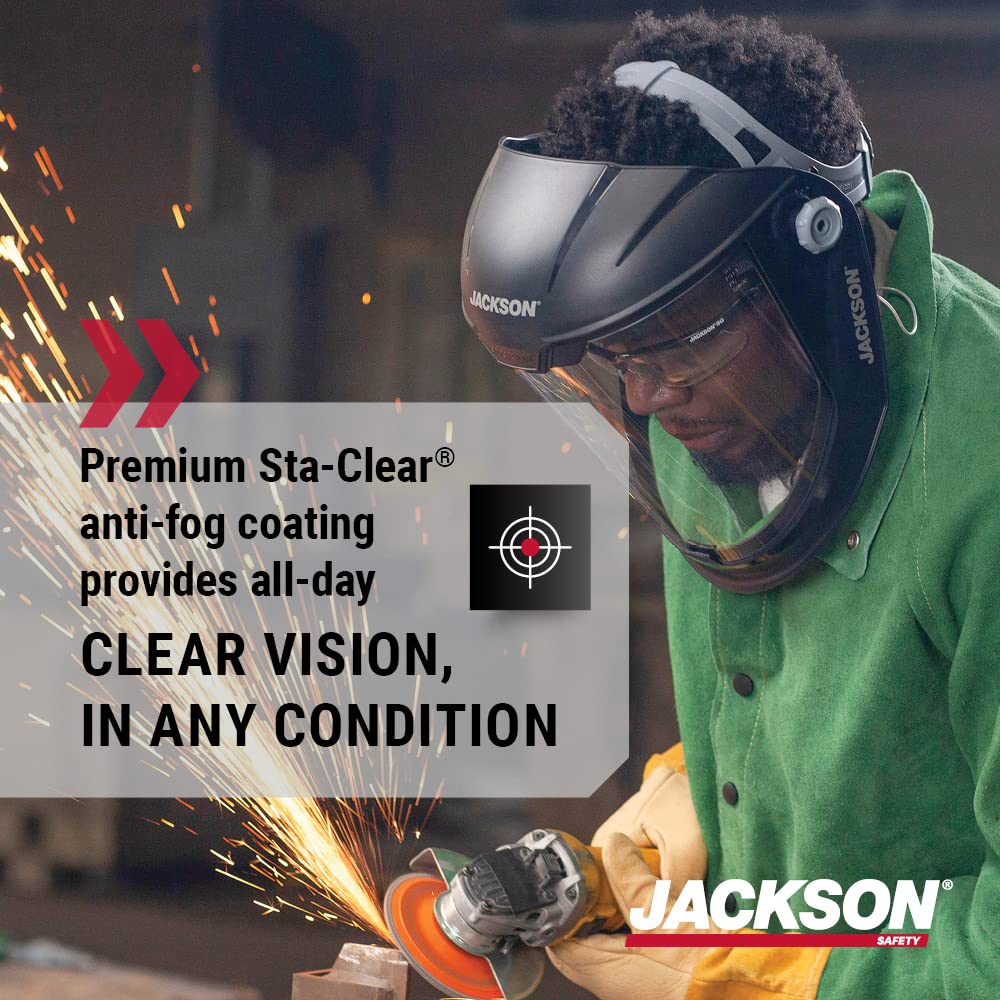 Jackson Safety Lightweight MAXVIEW Premium Face Shield with 370 Speed Dial Ratcheting Headgear β Anti Fog Coating