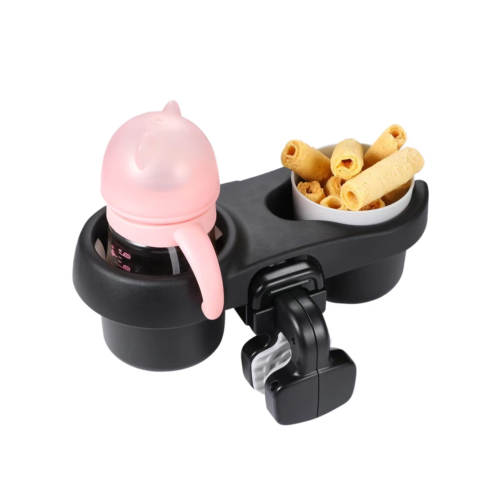 Stroller Snack Tray with Cup Holder, Deluxe Snack Pod,Universal Stroller Snack Attachment, Cup Holder for Stroller,car seat cup holder,Upgraded Removable Non-Slip Grip Clip for Stroller Bar