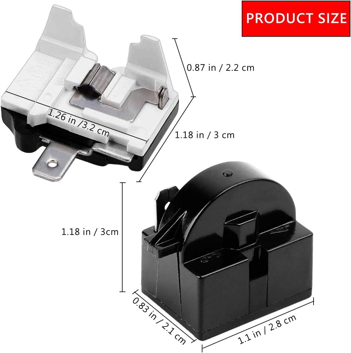 QP2-4.7Starter Relay and Overload 1 Pin Refrigerator Starter Relay and 6750C-0005P Refrigerator Overload Protector(2 Pieces in Total)Mini Refrigerator Parts Compatible with LG Refrigerator Compressor