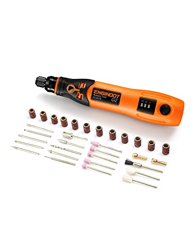 Mini Cordless Rotary Tool kit, ENGiNDOT 3.7V with 32 Accessories, 3-Speed, USB Charging Rotary Tool for Sanding, Polishing, Drilling, Etching,Engraving, DIY Crafts