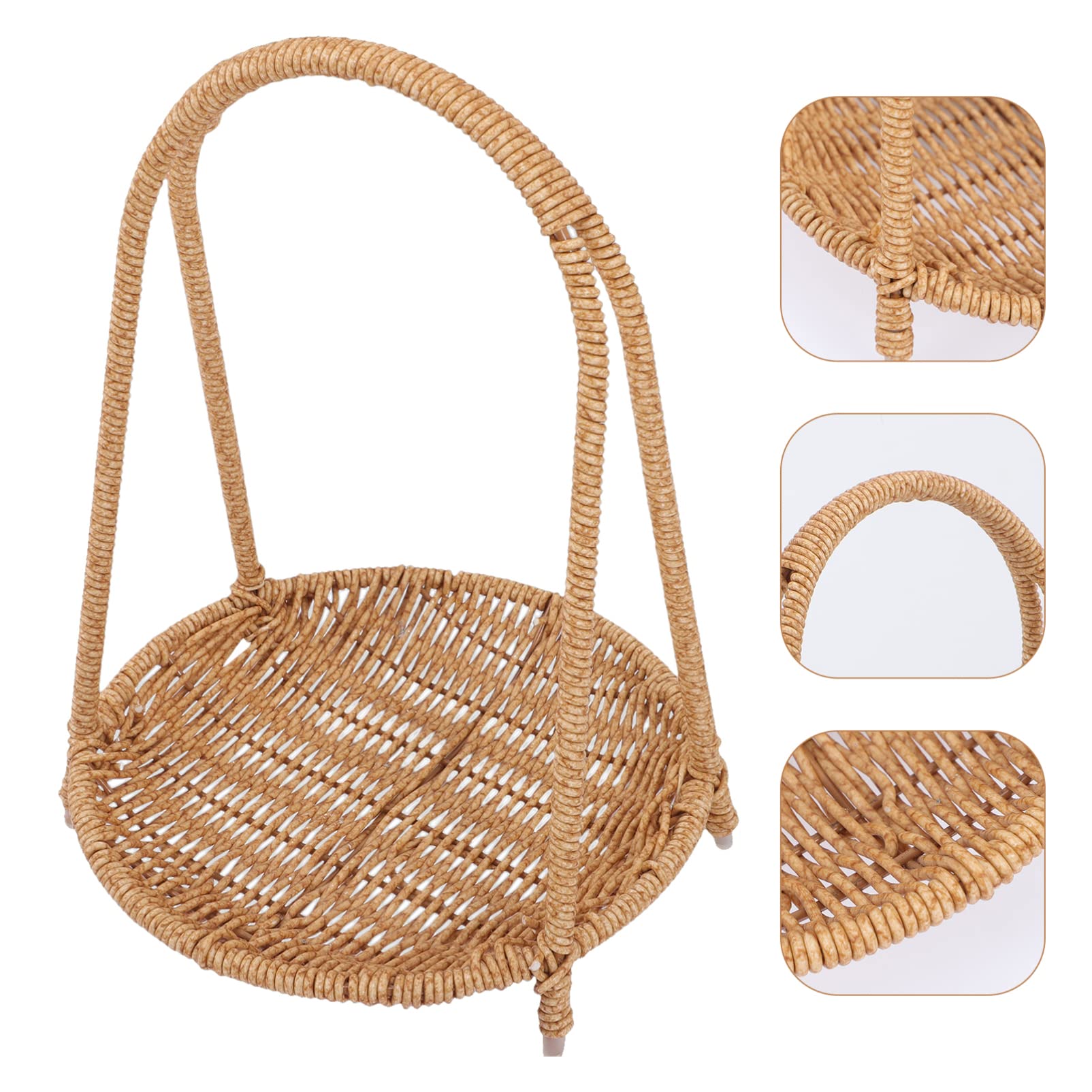 LIFKOME Fruit Tray Small Baskets for Organizing Rattan Storage Basket Vegetable Handwoven Basket Food Serving Woven Baskets Cake Display Plate Rattan Imitation Rattan Seaweed Bread Basket