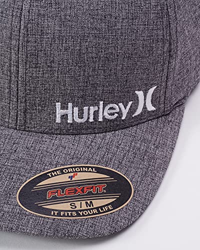 Hurley Men's Caps - Flexfit Curve Bill Baseball Cap - Summer Hats for Men (S-XL), Size Large-X-Large, Light Grey