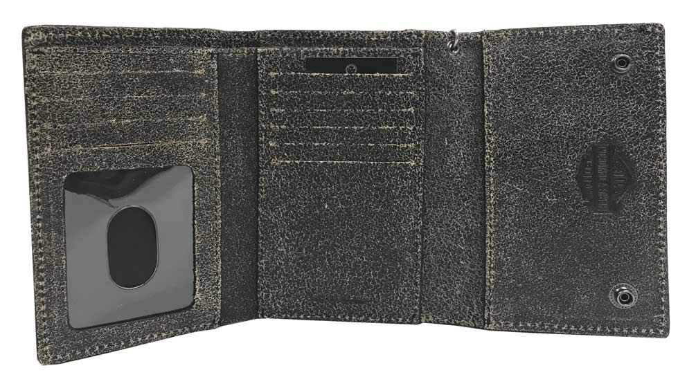 harley-davidson Men's Tri fold, Black, 5.5" x 4"
