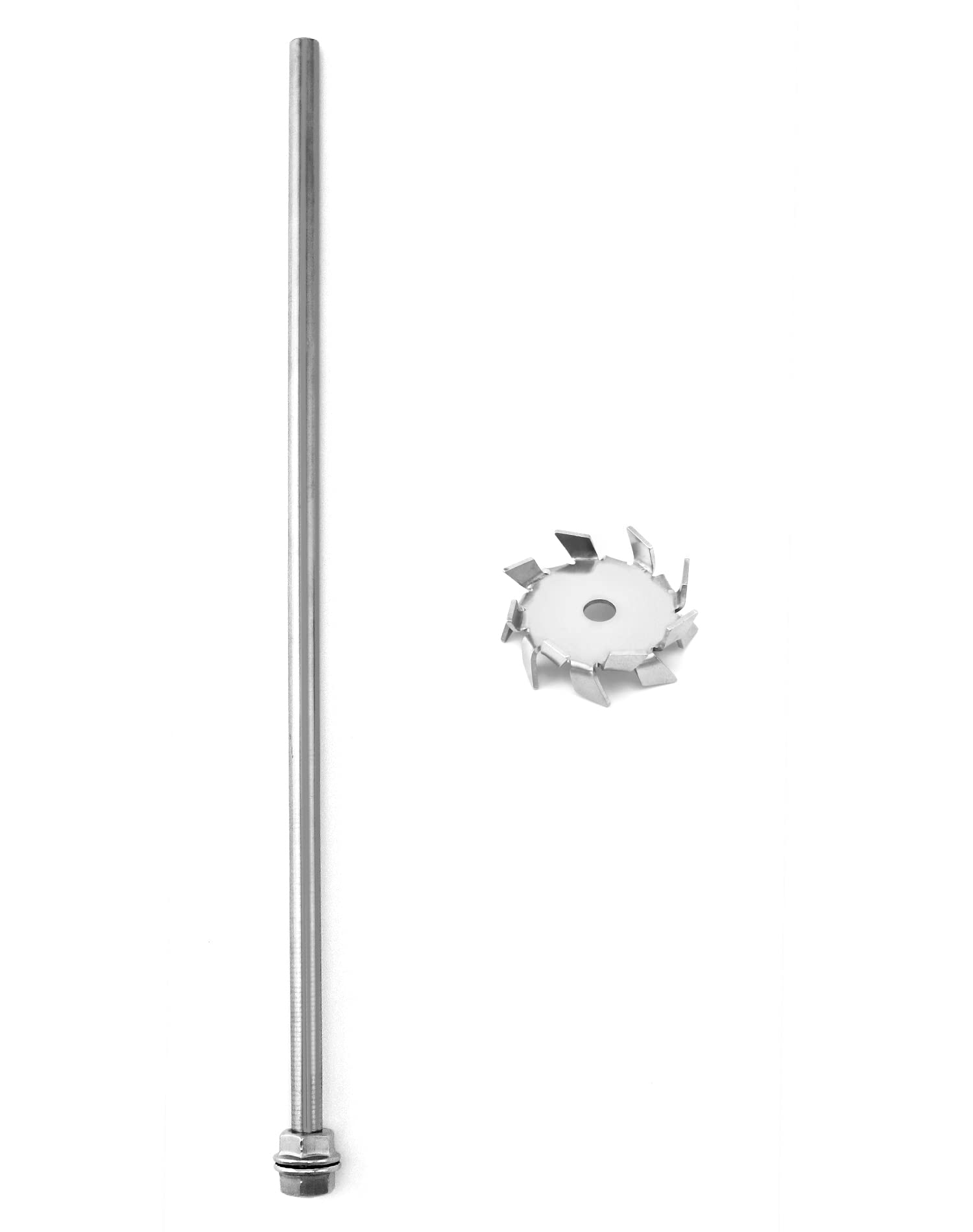 QWORK Dispersing Disc Dispersing Machine Blade Paddle Impeller, Stainless Steel Dispersion Impeller for Blender Overhead Stirrer Electric LAB Mixer, 8 x 300mm Rod, 50mm Disc