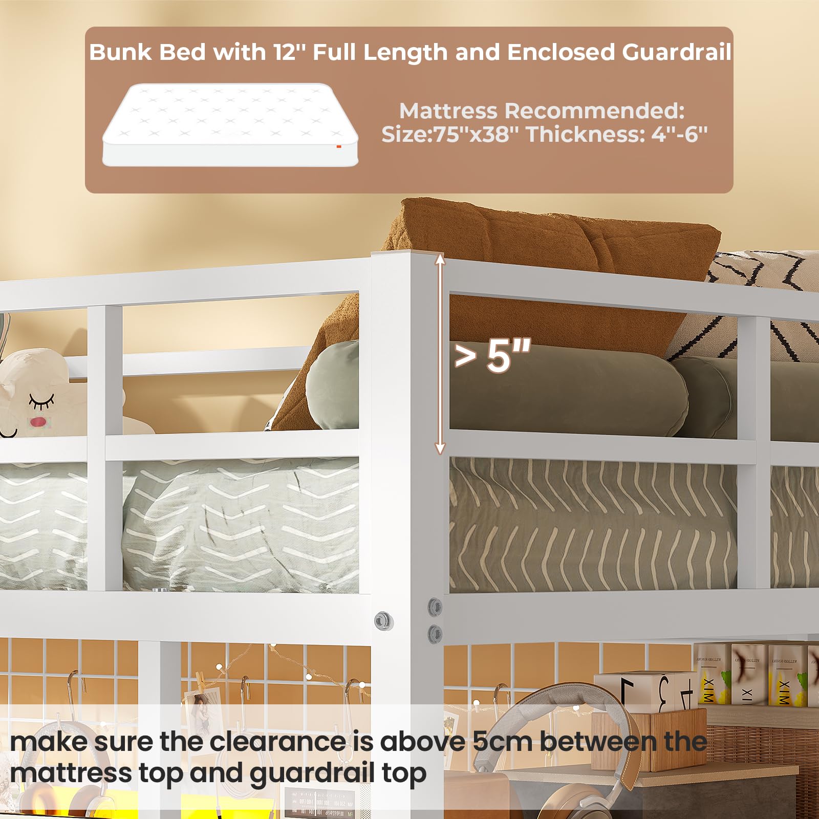 VIAGDO Loft Bed Twin Size with L-Shaped Desk, Charging Station and LED Lights, Twin Loft Bed with 4-Tier Bookshelf and 3 Drawers, Clothes Rail, Safety Guardrail&Ladder, No Box Spring Needed, White