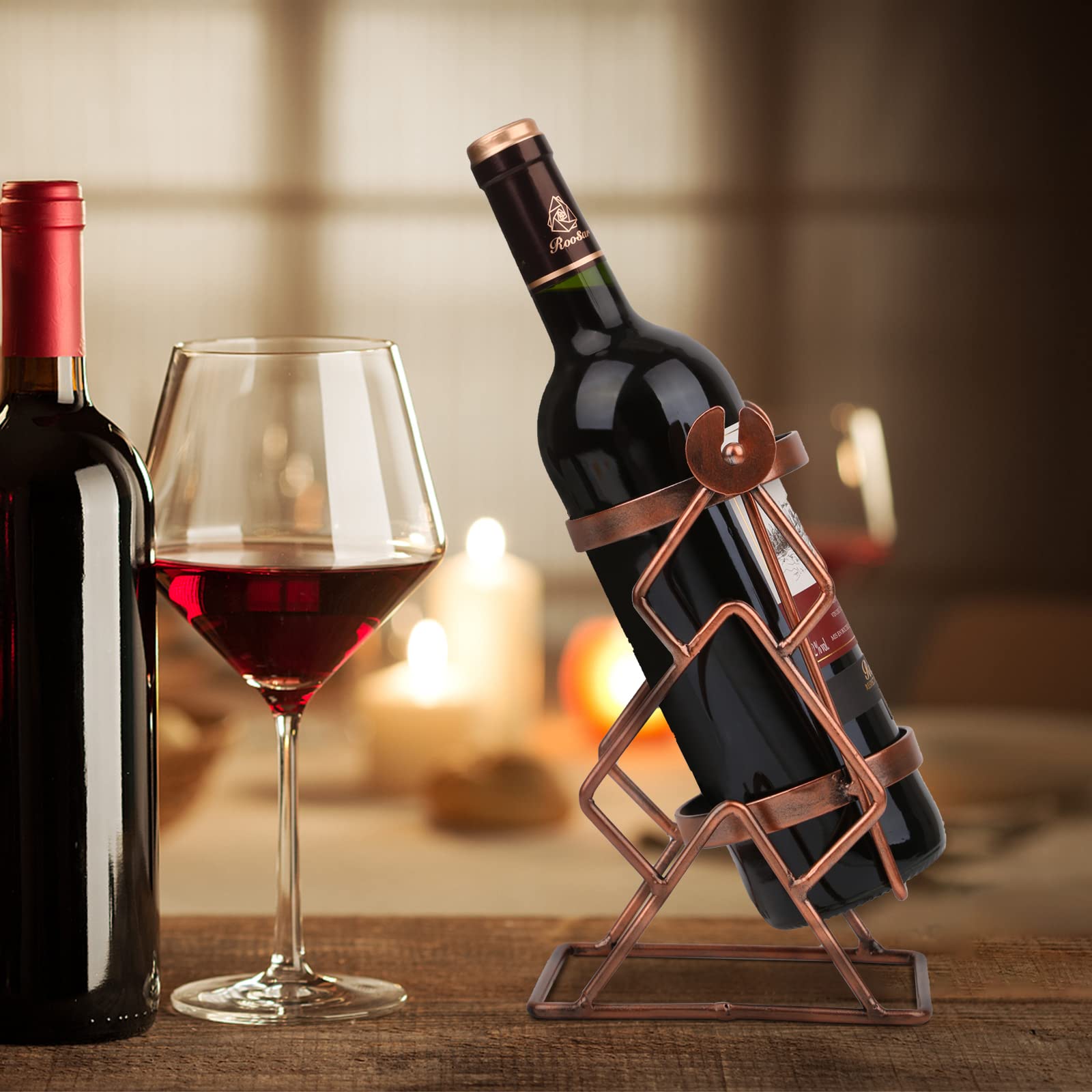 LEYON Freestanding Tabletop Wine Bottle Holder, Countertop Wine Holder Decor for Home Kitchen(1 Bottle)