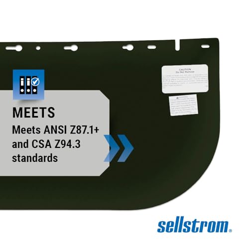 Sellstrom Face Shield Replacement Window for 390 Series Safety Face Shields, 8"x16"x 0.04", Uncoated Acetate, Dark Green Tint, S35120